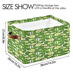 Retro Fishes Storage Basket Bins Foldable Laundry Hamper Toy Storage Bins Box Organizer for Playroom Living Bed Room Office Clothes Nursery,1 pcs