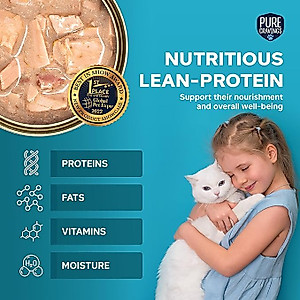Pure Cravings Wet Cat Food Variety Pack Tuna, Salmon, Sardines, Tuna/Salmon in Gravy, 100% Mercury-Tested, Moist Can Fish for Cats, Grain-Free, Protein, Non-GMO, Pack of 12