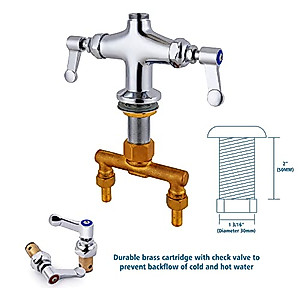 MaxSen Commercial Faucet with Sprayer Deck Mounted 43 Inch Height Pre-Rinse Faucet Commercial Sink Faucet Ideal for Food Service Commercial Kitchens Restaurant Hotel 12 Inch Swing Spout