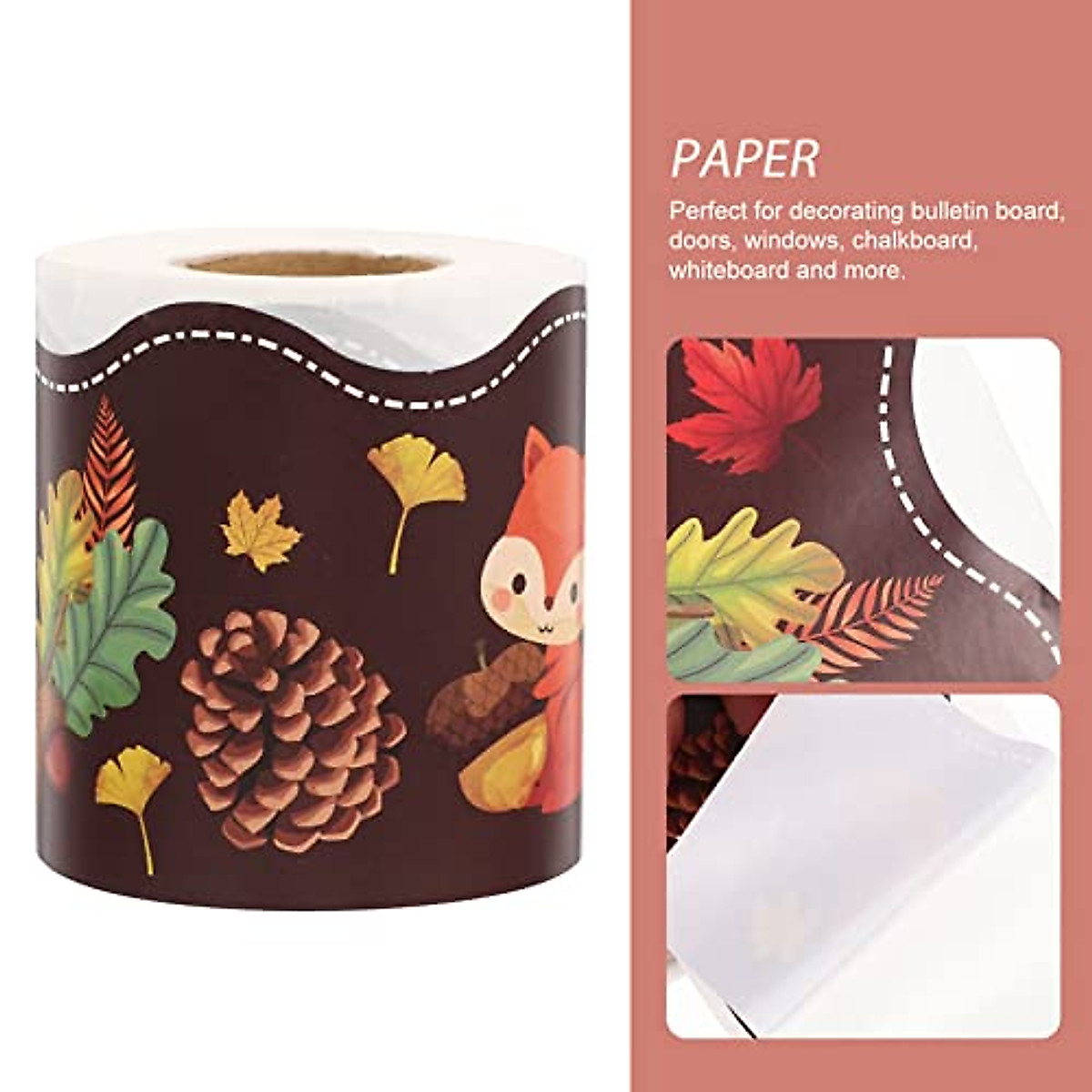 Fall Bulletin Board Borders Sticker Autumn Bulletin Trim Borders for Black Board Chalkboard Whiteboard Trim Thanksgiving Fox Borders Stickers for Classroom Office