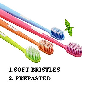 N-amboo Colorful Prepasted toothbrushes Soft Bristles Adult Size Disposable Toothbrush Individual Package Travel Toothbrush (24 Pieces)