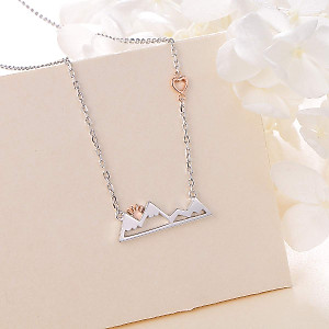 925 Sterling Silver Sunshine from Snowcap Mountain Range Necklace for Women, Mountains Jewelry and Outdoor Lovers 16 inch