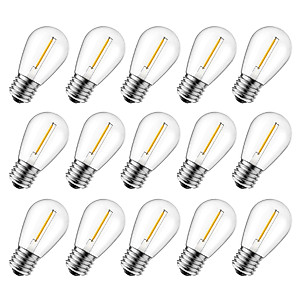 Brightown Shatterproof LED S14 Replacement Light Bulbs, E26 E27 Medium Screw Base Edison Bulbs Equivalent to 11 W, Fits for Commercial Outdoor Patio Garden Vintage Lights, 15 Pack, Warm White
