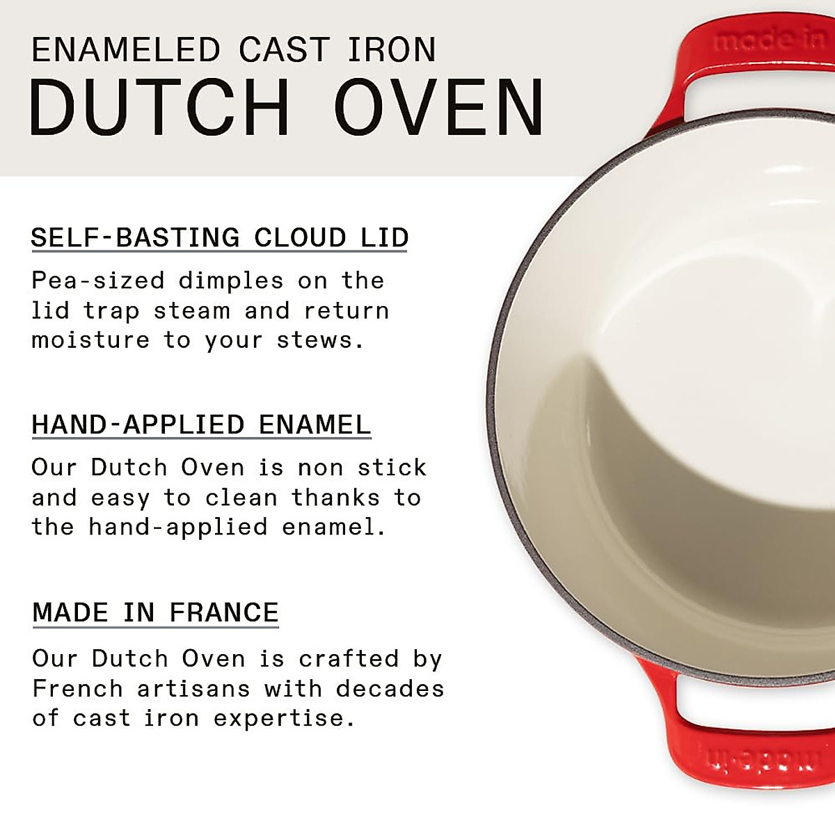 Made In Cookware - Dutch Oven 5.5 Quart - Red - Enameled Cast Iron - Exceptional Heat Retention & Durability - Professional Cookware - Crafted in France - Induction Compatible