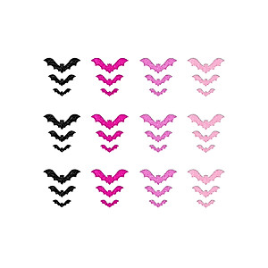 36 PCS Glittery Pink and Black 3D Bat Wall Stickers for Halloween Home Decoration