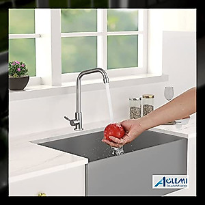 Aolemi Cold Only Water Kitchen Faucet Commercial Bar Tap Single Lever Handle 304 Stainless Steel Brushed Nickel Decked Mounted Single Hole Modern