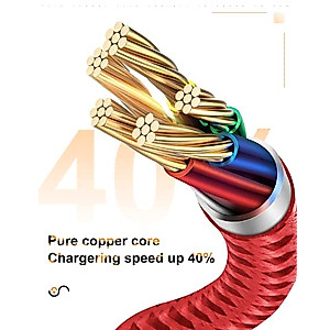 Fashia iPhone Charger Cord 3FT, [MFI Certified] 3Foot USB Lightning Cable,3Feet Fast Charger Nylon Braided USB iPhone Cord for iPhone 13 12 11 Pro X XS Max XR/8 Plus/7 Plus/6/6s Plus-Red