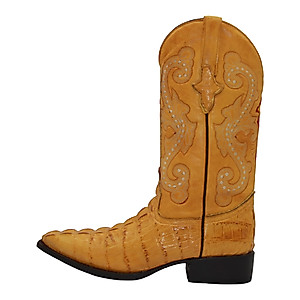 Western Shops Mens Crocodile Alligator Print Leather Cowboy Western Boots Snip Toe (11.5, Mustard)
