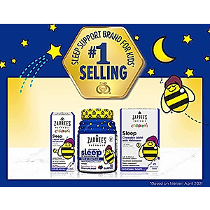 Zarbee's Kids 1mg Melatonin Chewable Tablet, Drug-Free & Effective Sleep Supplement, Easy to Take Natural Grape Flavor Tablets for Children Ages 3 and Up, 30 Count
