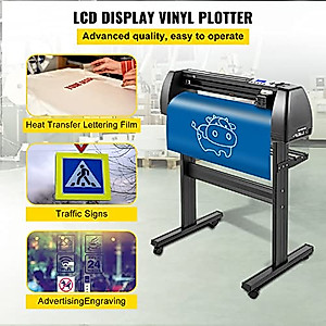 VEVOR Vinyl Cutter Machine, 34in / 870mm, LED Plotter Printer, Precise Manual Positioning, Softwares Support MAC and Windows Systems, Adjustable Force and Speed, Floor Stand for Making Sign Label