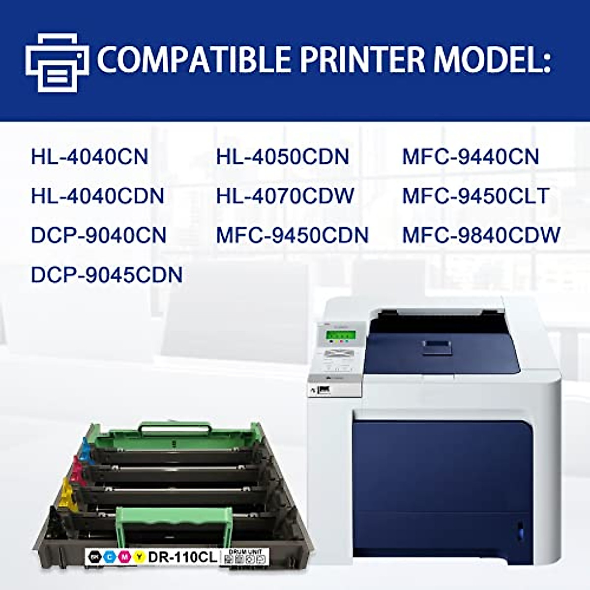 NUCALA Compatible DR110CL DR-110CL (1-Pack Color) High Yield Drum Unit Replacement for Brother HL-4070CDW HL-4040CN DCP-9040CN HL-4050CDN DCP-9045CDN MFC-9450CLT MFC-9450CDN MFC-9840CDW Printer Drum