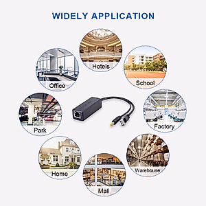 10Gtek POE Splitter Cable 100Mb/s 155Mb/s, 802.3AT/AF, 48V to 12V (PSE chip Inside), 100 Meters Link (2-Pack)