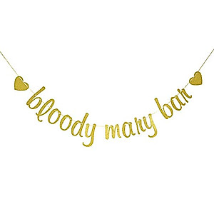 Bloody Mary Bar Banner Gold Glitter, Wedding Bar Bunting, Bridal Shower Party Decor, Engagement Decors, Bachelorette Sign, Birthday Party Decorations