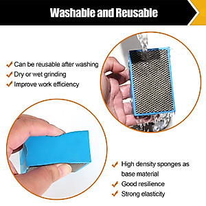 BOSHCRAFT Diamond Hand Polishing Pads, Sanding Block Foam Backing for Tile Marble Glass Stone Granite Ceramics Polishing 50/100/200/400 Grit Wet or Dry Diamond Sanding Pads 4Pack