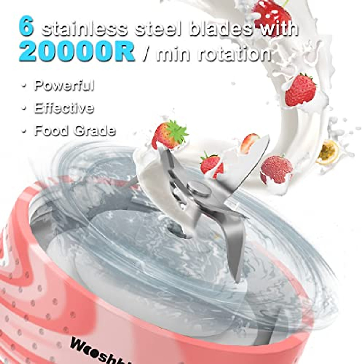 Wooshlend Portable Blender for Shakes and Smoothies with Snap-open BPA FREE silicon straw