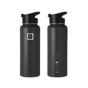 IRON °FLASK Sports Water Bottle - 40 Oz, 3 Lids (Spout Lid), Leak Proof, Vacuum Insulated Stainless Steel, Double Walled, Thermo Mug, Metal Canteen