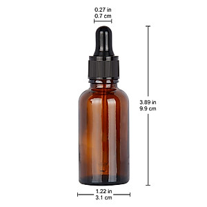 stonylab 30ml (1 oz) 6-Pack, Glass Dropper Bottle, Empty Glass Bottle with Glass Dropper, Inner Plug and Label for Essential Oils Aromatherapy Fragrances