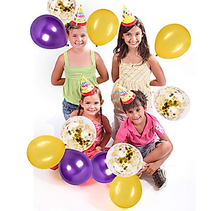 Purple and Gold Confetti Balloons 51pcs Premium 12 Inch Balloons for Baby Bridal Shower Birthday Party Decorations