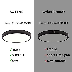 SOTTAE 2 Pack 9 Inch Modern Black Flush Mount LED Ceiling Light,Metal 3000K-5000K 20W Thin Round Ceiling Lamp,Surface Low Profile Ceiling Light for Bedroom Living Room Bathroom Entryway Kitchen