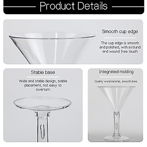 6PC Acrylic Martini Glasses, 7oz Plastic Martini Glasses Made of Shatterproof Plastic,Unbreakable and Perfect for Poolside, Outdoors, Camping, and More Use, Reusable Cocktail Glasses, Crystal Clear
