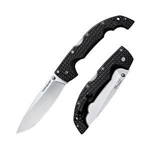 Cold Steel Extra Large Drop Point Voyager / 12 1/4" Overall / 5 1/2" Blade / 4MM Thick / 6 3/4" Long GRIV-EXHANDLE / AUS10A Steel/Ambi Belt Clip/Blister Packed,Black