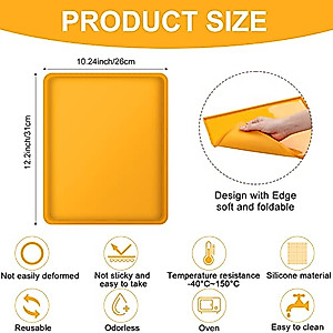 Vesici Set of 8 Silicone Dehydrator Sheets 12.2 x 10.2 Inch, Non Stick Dryer Mats with Edge High Temperature Resistance Fruit Trays Reusable Dehydrator Trays for Fruits Meat Vegetables Herbs(Orange)