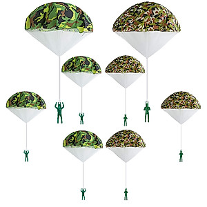 ZWBLZY Army Camo Parachute Toys for Kids - Hand Throwing Kids Outdoor Games Toys ，Army Men Action Figures Tangle Free Throwing Toy Parachute Outside Toys Gifts for Kids Ages 3-16