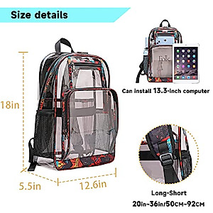 LISINUO Clear Backpack Heavy Duty Kids Backpacks for Boys Clear Bookbag Stadium Approved Transparent Bags (Black)