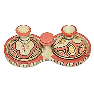 Moroccan Handmade Tagine Double Spicer Salt & pepper Holder Ceramic White & BLack
