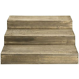 MyGift 3-Tier Vintage Gray on Brown Reclaimed Style Wood Dessert Stand Cupcake Riser Display for Weddings, Restaurants & Bakeries
