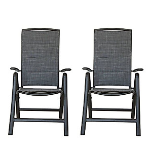 Domi Folding Patio Chairs Set of 2, Aluminium Frame Reclining Sling Lawn Chairs with Adjustable High Backrest, Patio Dining Chairs for Outdoor,Porch,Balcony (Double-Layered Textilene Fabric)