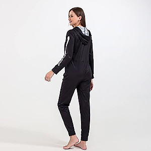 Family Halloween Skeleton Pajamas Funny Zipper Hooded Jumpsuit Matching Family Pjs Sleepwear (Women, Medium)