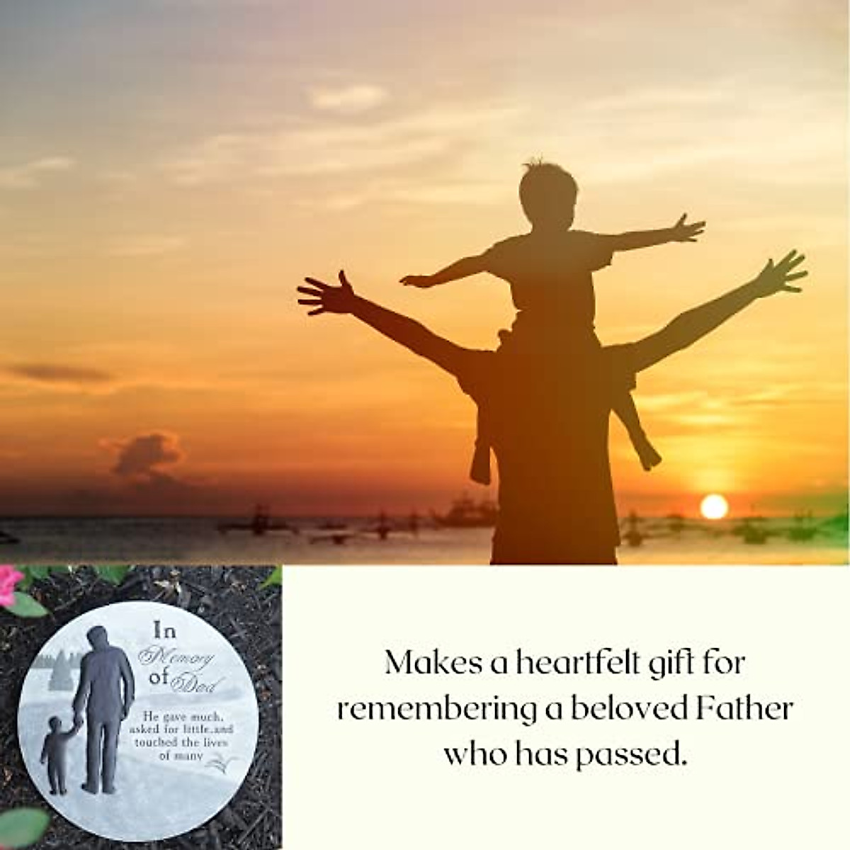 Boulevard East Concepts Dad Memorial Garden Stone Indoor Outdoor Father Remembrance Stepping Stone Gifts