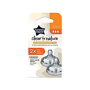 Tommee Tippee Closer to Nature Fast Flow Baby Bottle Nipples, 6+ months – 2pk