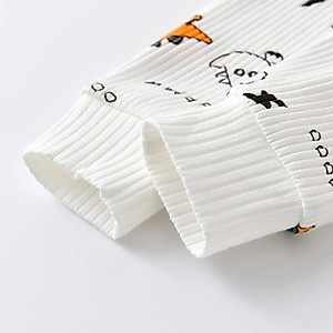 Siracend Newborn Infant Baby Boy Clothes Outfits Dinosaur Pattern Long Sleeve Romper + Pants + Hat Clothing 3 PCS (Newborn) White