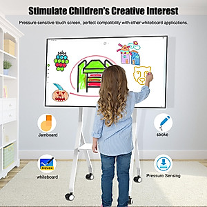 LINGHUFOX 55 Inch Flip Smart Board, Rotatable Adaptive Digital Electronic Whiteboard, in-Cell 4K Touch Screen Interactive Whiteboard for Home Office and Classroom (Board+Rotatable Movable Stand)