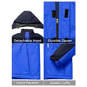 ZSHOW Boys' Ski Jacket Waterproof Thick Winter Snow Coat with Detachable Hood(Blue,14-16)