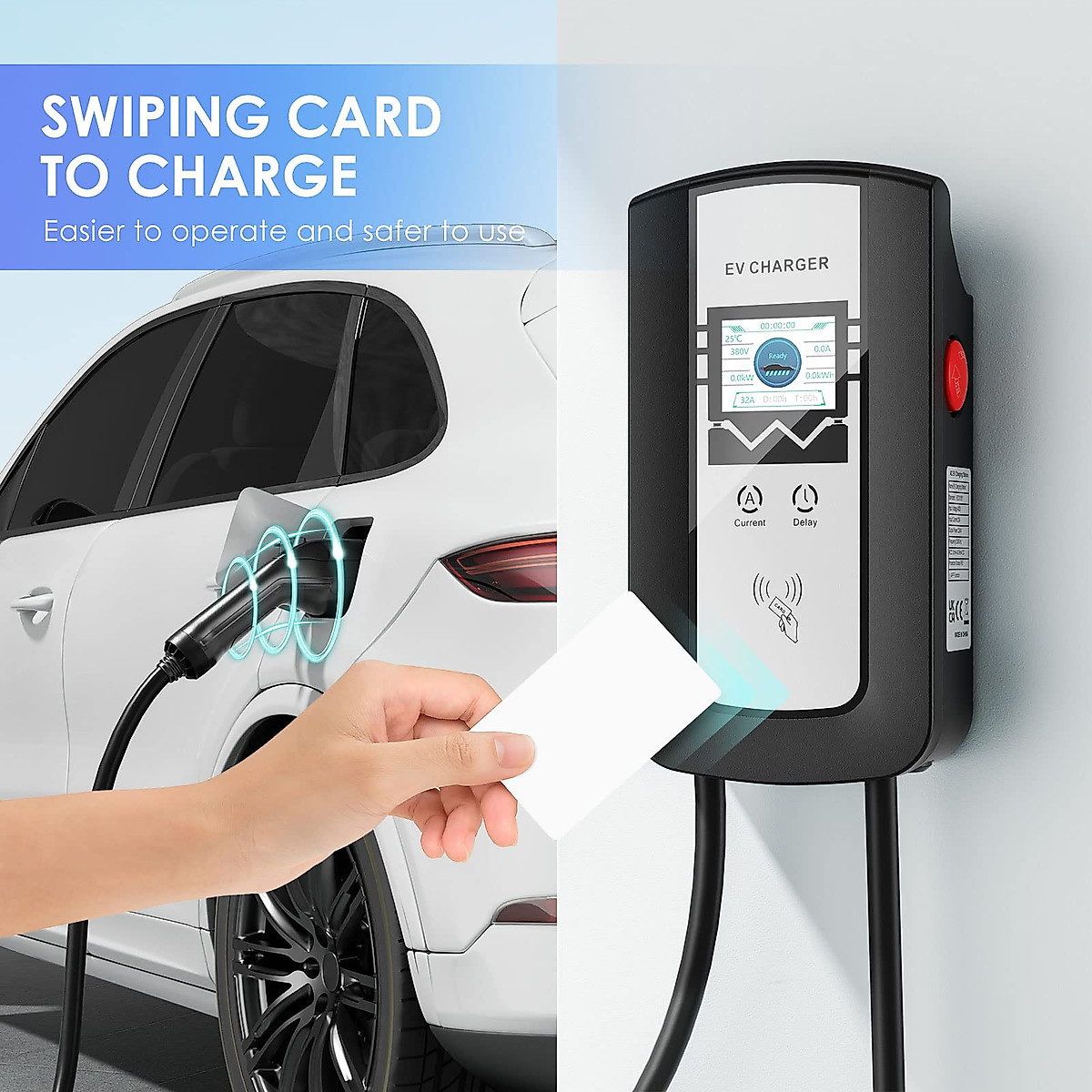 Evjuicion Level 2 EV Charger Nema 14-50, 40Amp 240V Ev Chargers for Home Level 2 for All J1772 Electric Car, WiFi APP Enabled EVSE 16FT Cable Electric Car Home Charging Stations,Delay Timer