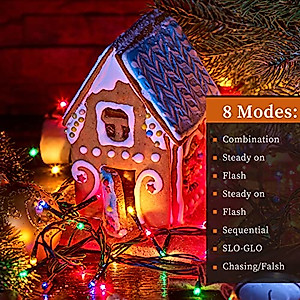 MX232 72ft Christmas 200 Count LED String Lights with Timer 8 Modes Plug in IP55 Waterproof Fairy Light Warm White&Color Changing Twinkle Lights for Outdoor Indoor Patio Yard Garden Tree Party