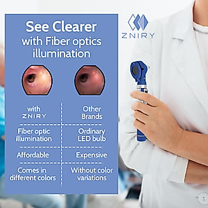 Zniry Fiber Optic Mini Otoscope - Ear Scope with Light, Ear Infection Detector (Blue Color) Reguler