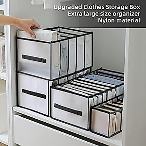 XJJX Closet Organizers and Storage, T-Shirt Organizer, Clothes Organizer, Wardrobe Clothes Organizer, Shirt Organizer for Closet, Clothes Storage Organizer for Shirts, Jeans, Pants(Black, 4 Pack)