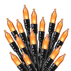 Orange Outdoor Lights, 33Feet 100 Led Christmas Lights with 8 Lighting Modes, Waterproof Mini String Lights Plug in for Garden Patio Party Wedding Christmas Xmas Tree Lighting Decoration