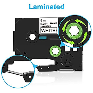 MarkDomain Compatible Label Tape Replacement for Brother TZe211 TZe-211 Laminated P Touch Label Maker Tape 6mm for Brother PT-D210 H110 D600 PTD400AD 1230PC, 1/4" x 26.2' Black on White, 4-Pack