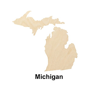 Michigan state map wooden Shape-Multiple Sizes - Laser Cut Unfinished Wood Cutout Shapes - Home decoration Gift-Interchangeable wooden sign - USA states crafts