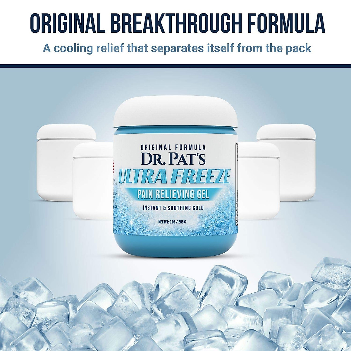 Dr Pat's Ultra Freeze Pain Relief Cream (9oz) - Muscle Rub Gel for Arthritis, Neuropathy, Foot & Joint - Cooling Sports Massage for Back, Shoulder & Knee - Menthol Analgesic for Neck & Body