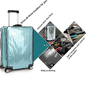 GigabitBest Suitcase Covers for Luggage – Clear PVC Suitcase Cover Protectors, Full-Thicken Transparent Waterproof Sleeve with Large Velcro for 19"-20" Wheeled Suitcases