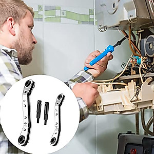 Hvac Service Wrench, Refrigeration Service Wrench Set Tools, 3/16” 3/8” 5/16” 1/4” Ratcheting Air Conditioner Service Wrench Hvac Tools for Refrigeration Equipment Repair