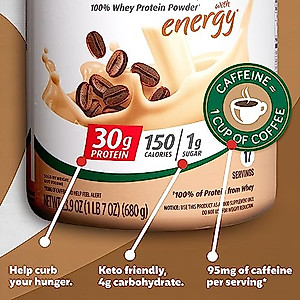 Premier Protein Powder, Cafe Latte , 30g Protein, 1g Sugar, 100% Whey Protein, Keto Friendly, No Soy Ingredients, Gluten Free, 17 servings, 23.9 Ounce (Pack of 1)