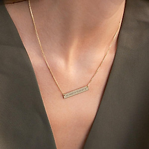 EVE'S ADDICTION Custom Engraved Gold Tone Coordinate Necklace - Personalized Longitude Latitude Necklace for Her - Couples Necklace - Wedding Necklace - Name Bar Necklace - Gifts for Mom