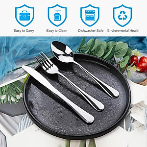 4PCS Premium Travel Utensils With Case, Stainless Steel Reusable Portable Utensils Set With Case, Lengnoyp Travel Silverware Set With Case for Lunch Box Includ Fork Spoon Knife Set, Silver